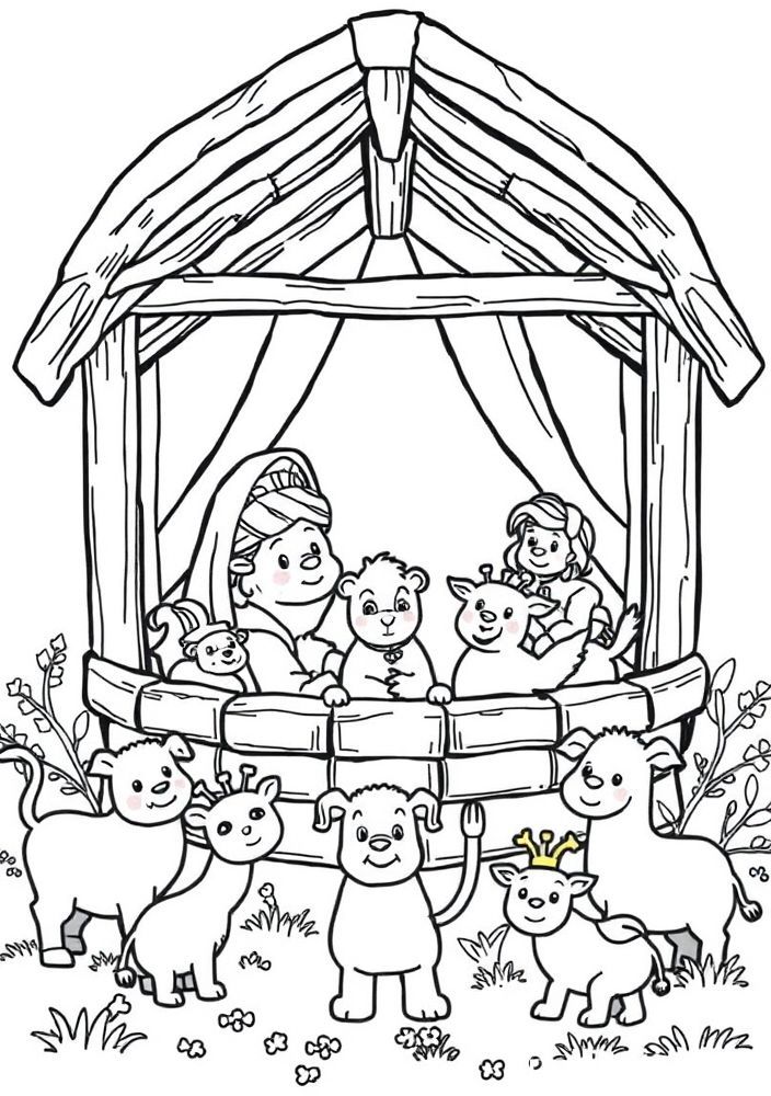 Dibujos Para Colorear De Animales Del Arca De Noé Arca De Noé