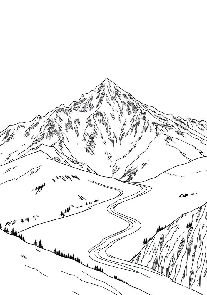Mountain Printable Coloring Pages Free