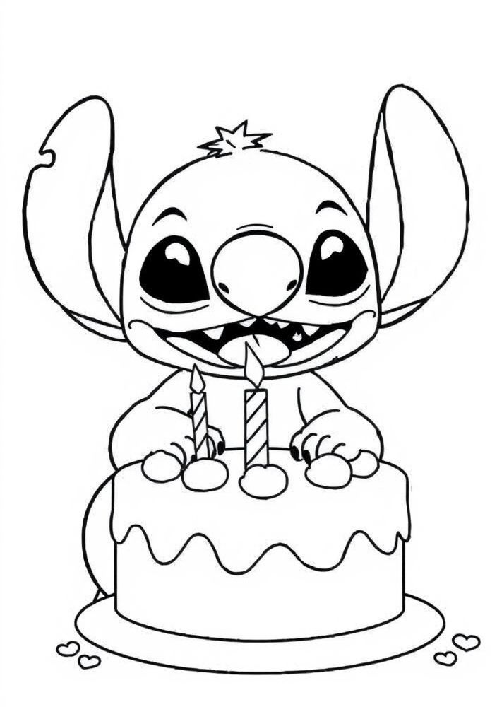 Desenho do Stitch fazendo um piquenique para colorir